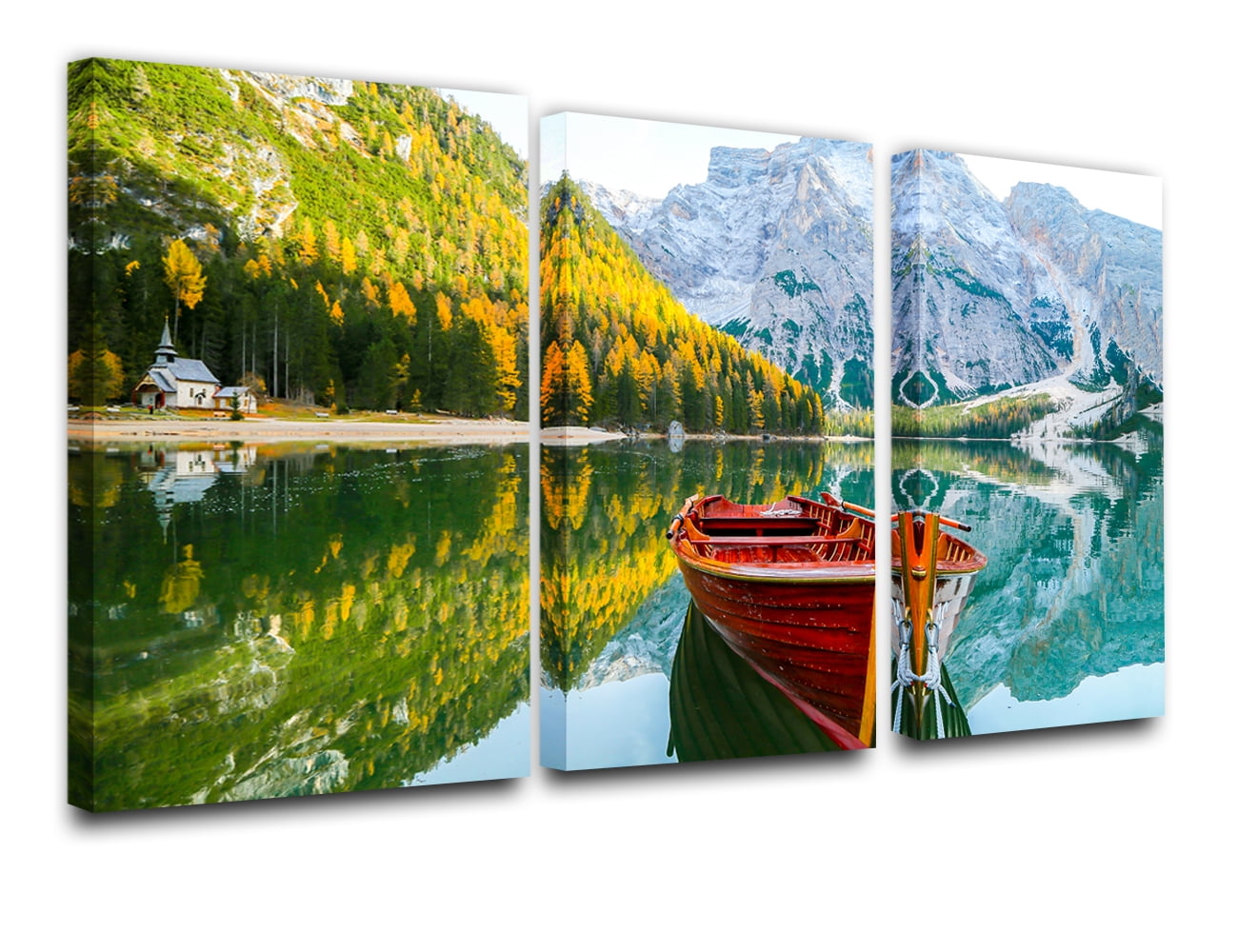 TISHIRON 3PCS Framed Canvas Wall Art Set,36"x24" Lake Mountain ...