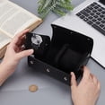 2 Slots Leather Watch Case 3.9x6x2.9'' Black Watch Travel Case Double ...