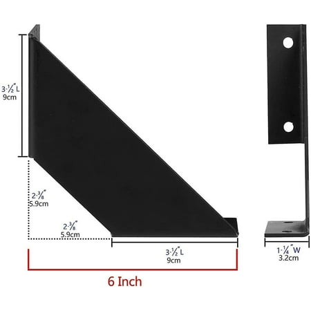 2 Pieces Shelf Brackets, Black Wall Shelf Bracket, Metal Floating Shelf ...