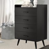 Segmart Black 4 Drawer Dresser for Small Space, Wood Storage Cabinet ...