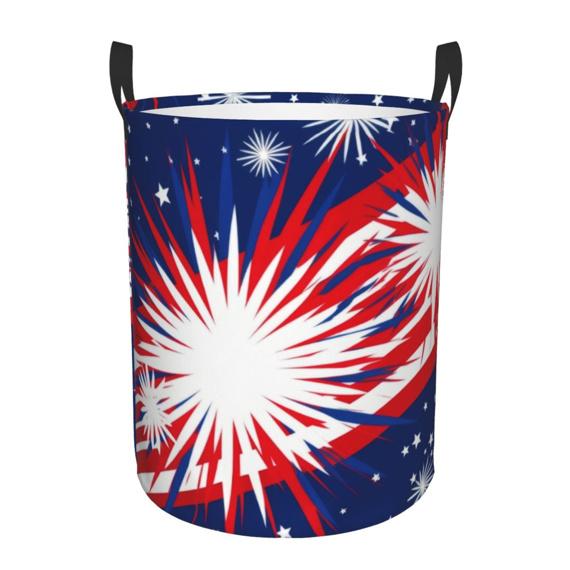 TEQUAN Waterproof Laundry Hampers, Patriotic Bloom Stars Blue Pattern ...