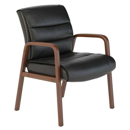 Bush Business Furniture Soft Sense Leather Guest Chair with Wood Arms ...