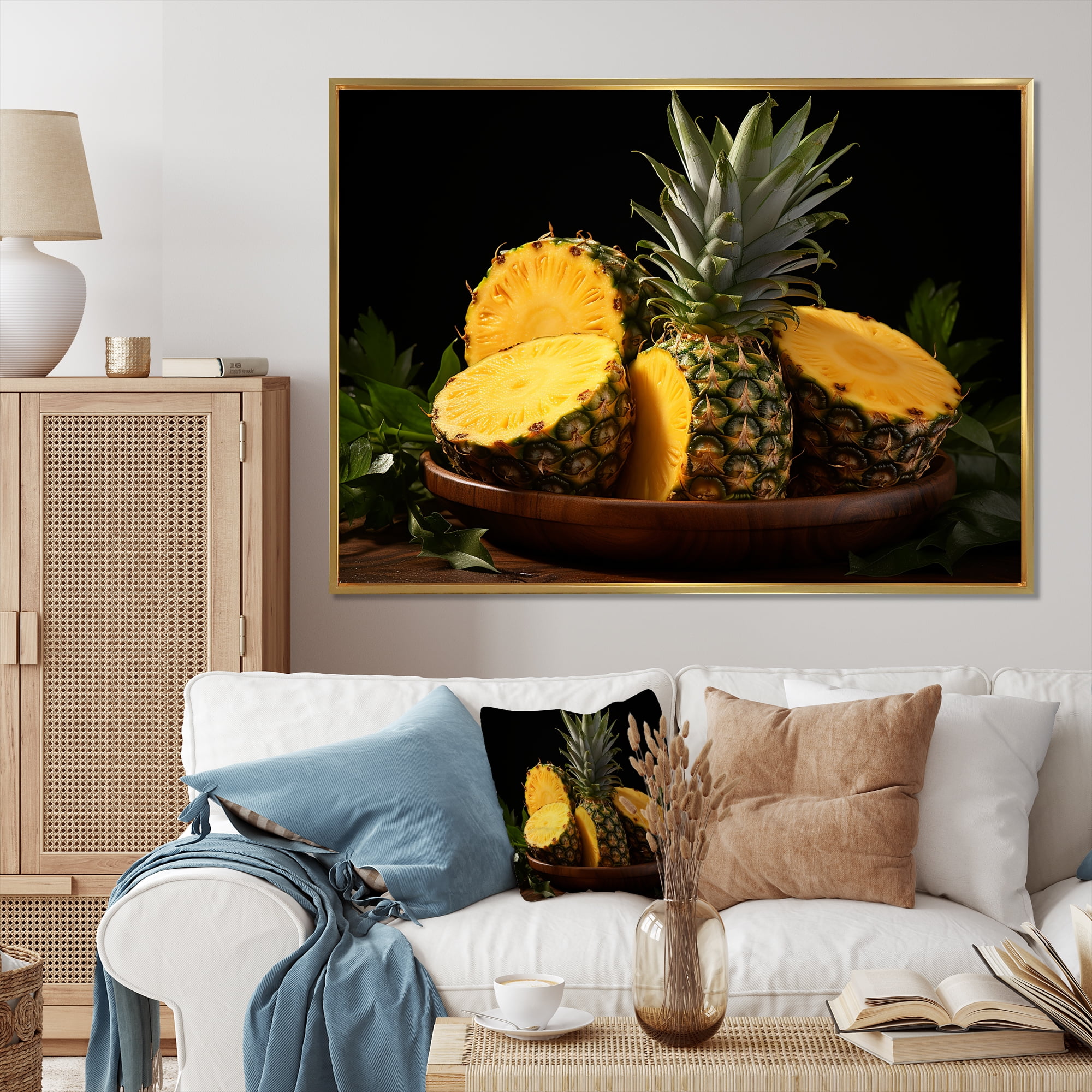 Click here for Designart Pineapples Framed Wall Art Decor  Pineap... prices
