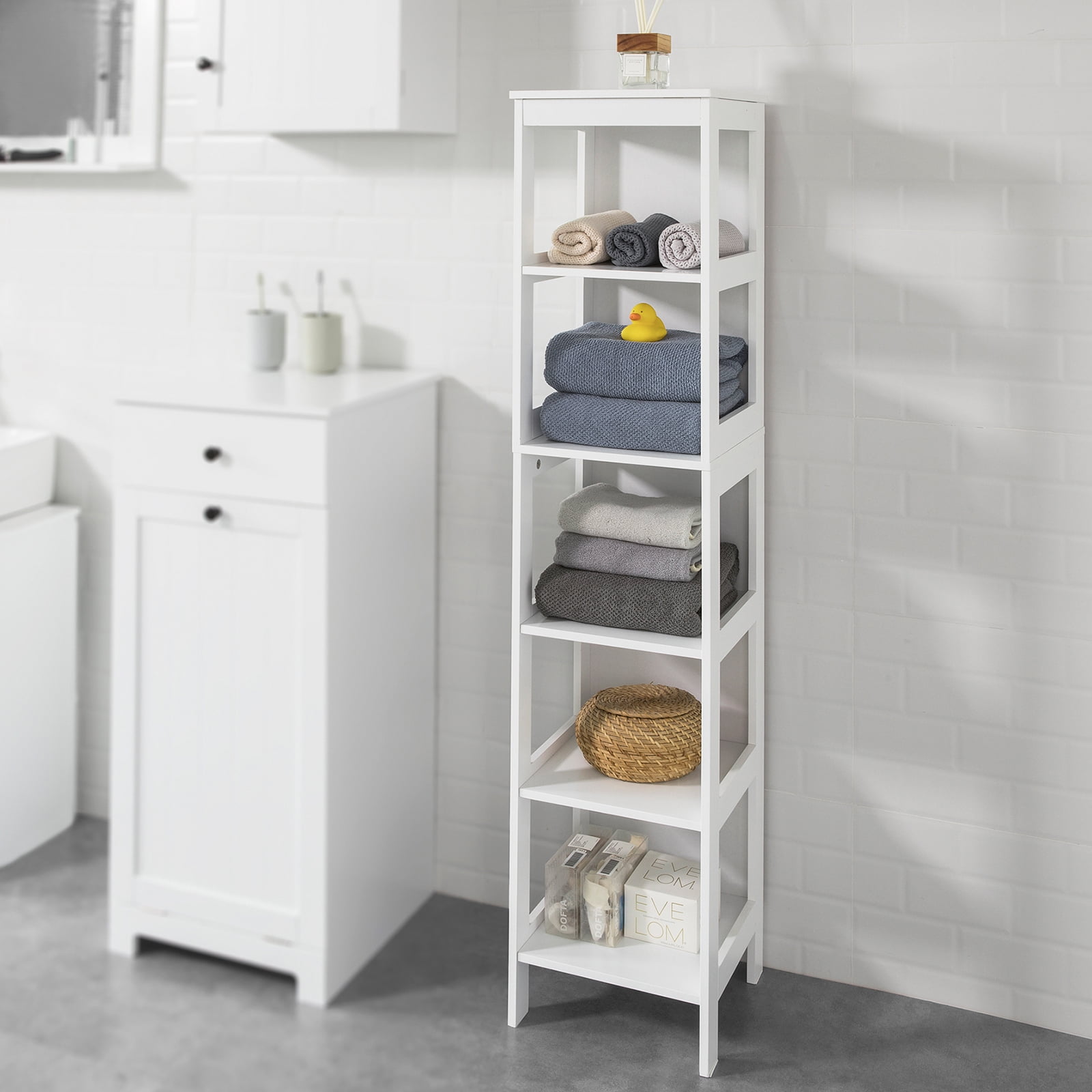 Haotian BZR14-W,Floor Standing Tall Bathroom Storage Cabinet with ...