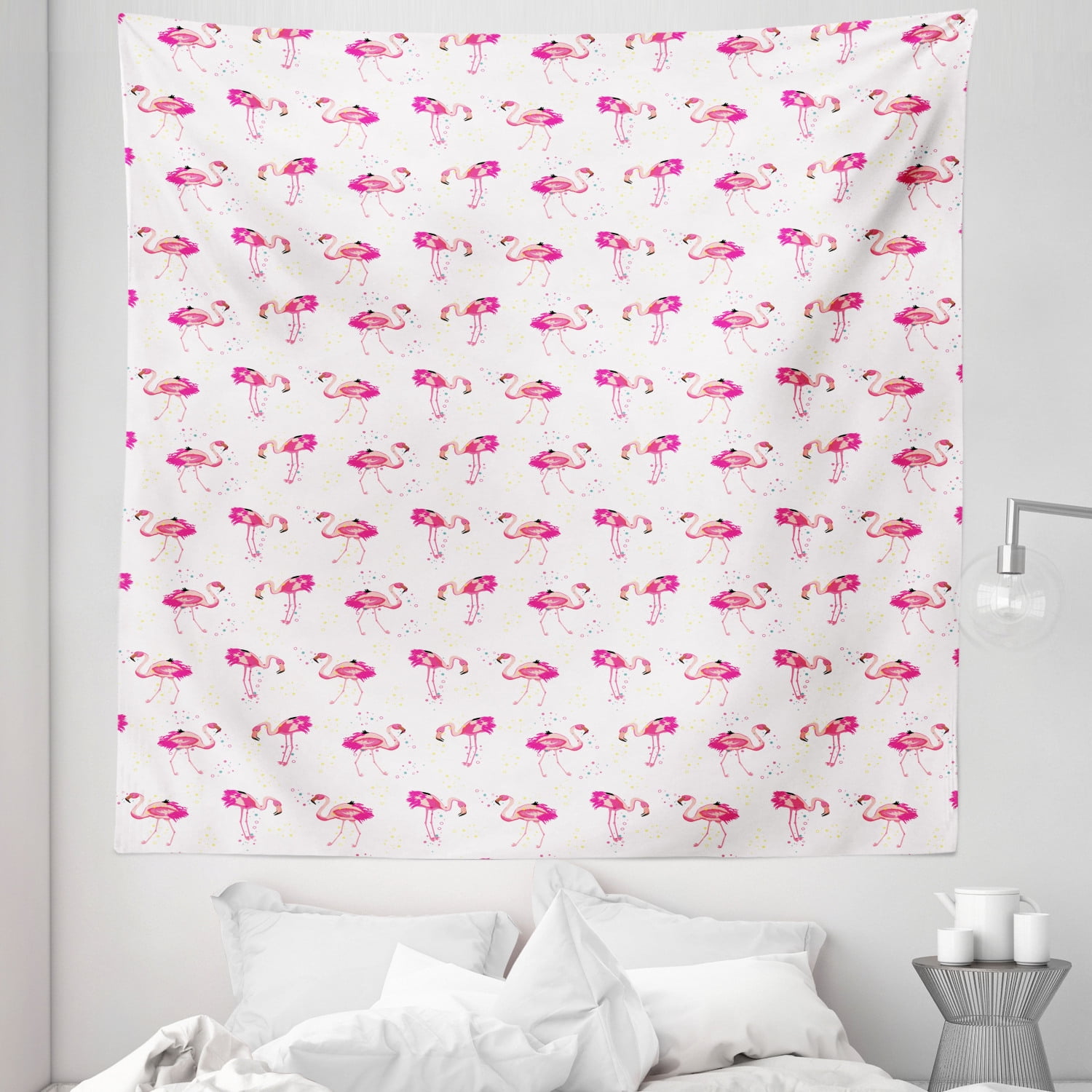 Flamingo Tapestry, Repetitive Pattern of Hand Painted Tropic Birds and ...