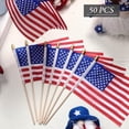 50 Pcs Small American Flags on Stick 5 x 8 Inch Mini Handheld 4th of ...
