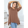 SHOWMALL Plus Size Shirt for Women 3/4 Sleeve Clothes Cocoa brown 4X ...