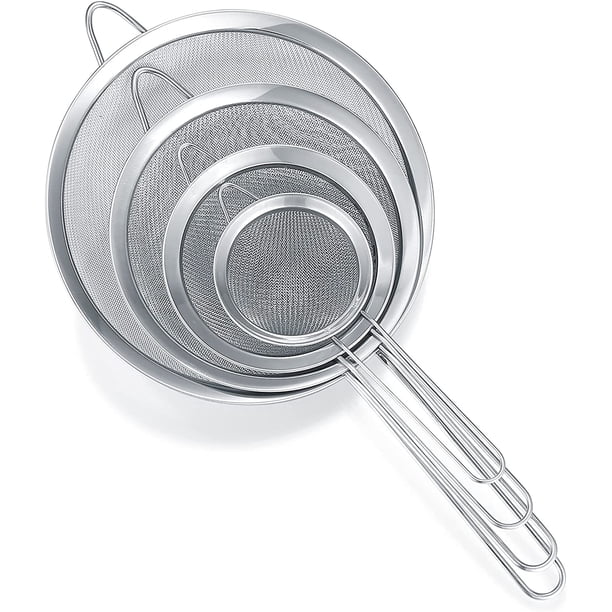 SHAR 4 Pieces Stainless Steel Kitchen Colander, Oil Strainers Mesh ...