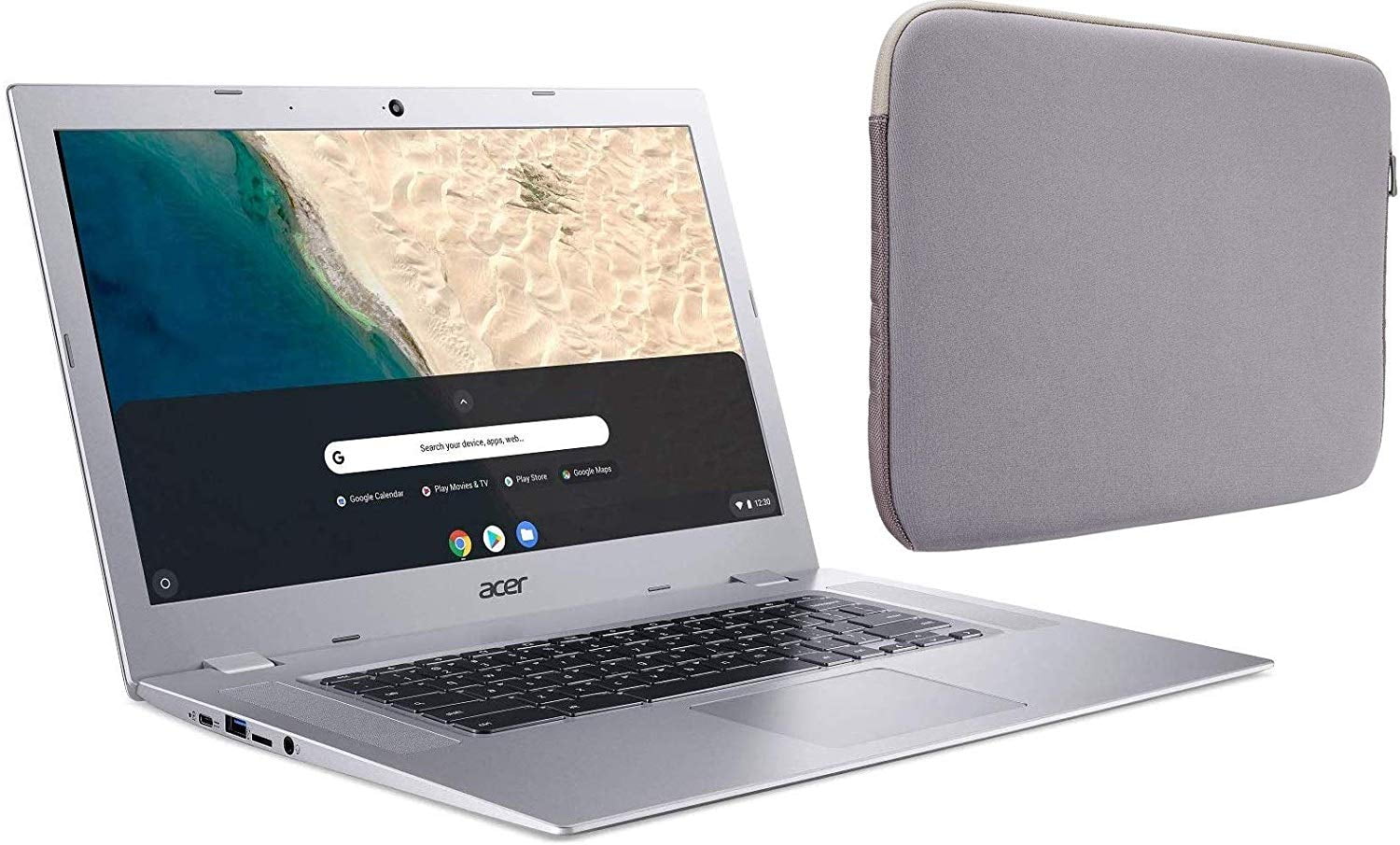 Acer Chromebook 15.6 inch HD Premium Laptop PC w/ Grey-Sleeve | AMD A4 ...