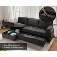 AMERLIFE Pull Out Sofa Bed,Modern Tufted Sofa,L Shaped Sofa with Storage Chaise,Chenille Dark ...
