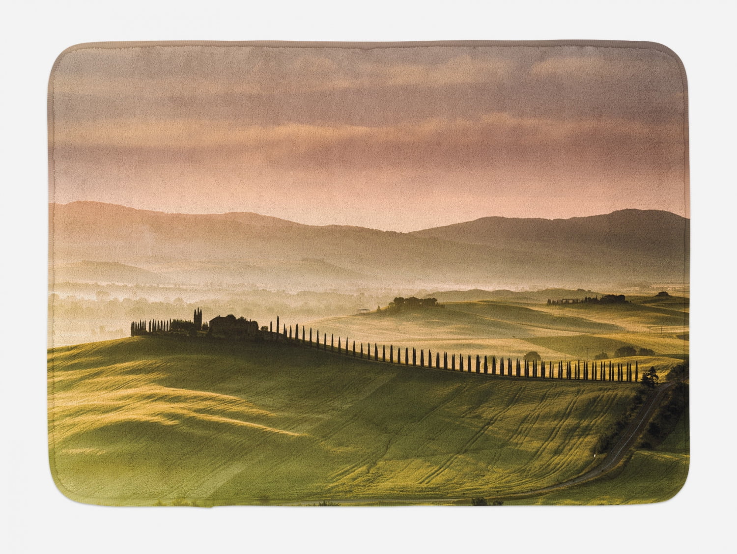 Italian Bath Mat, Italian Countryside Road with Trees and Meadows by ...