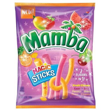 Mamba Magic Sticks Tropical Chewy Candy - 8 Flavors, 140g/5.29oz Bag ...