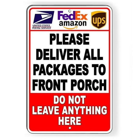 Work House Signs Black Aluminum Composite 'Deliver Packages To Front ...