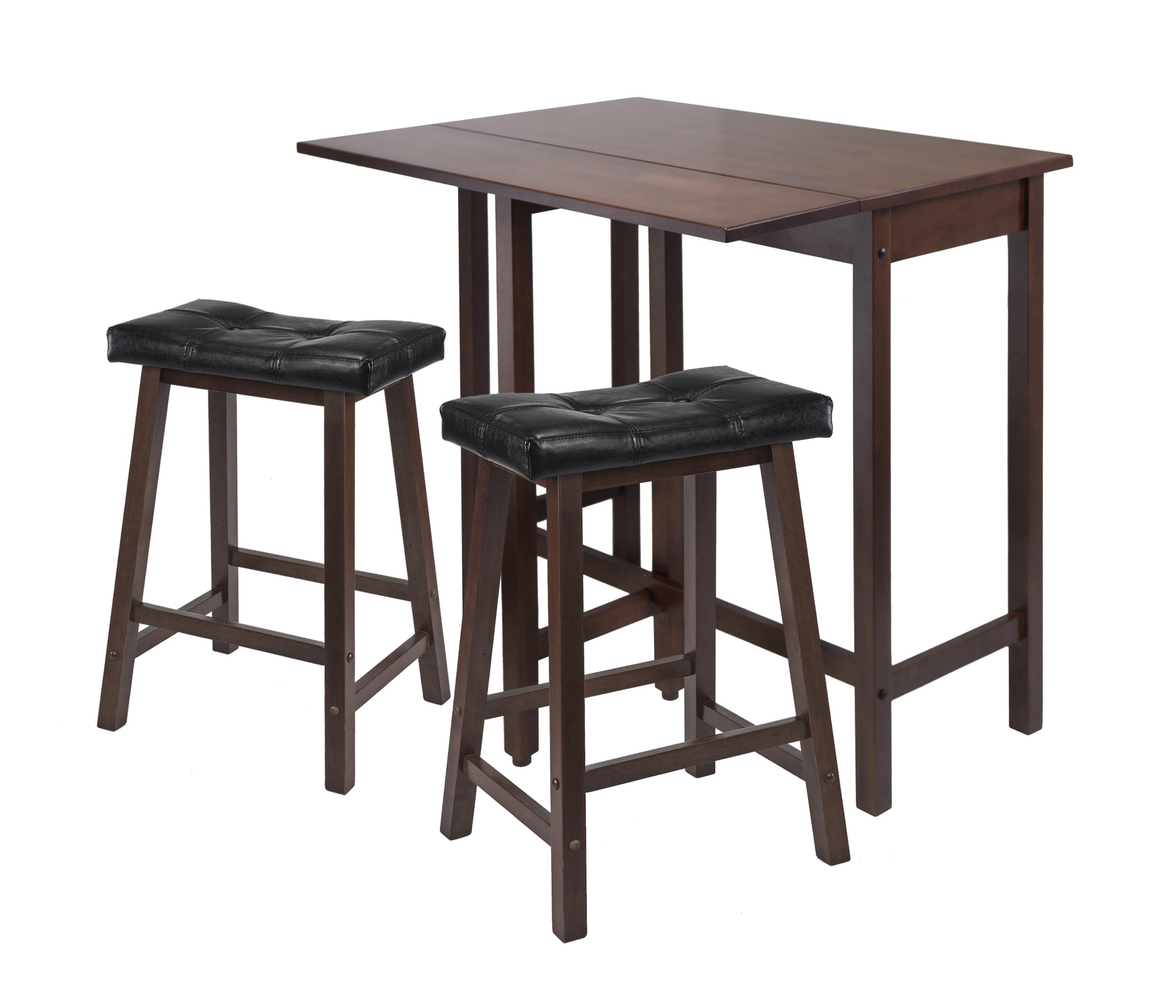 Winsome Wood Lynnwood 3-Pc Set, Drop Leaf Table & 2 Cushioned Saddle ...