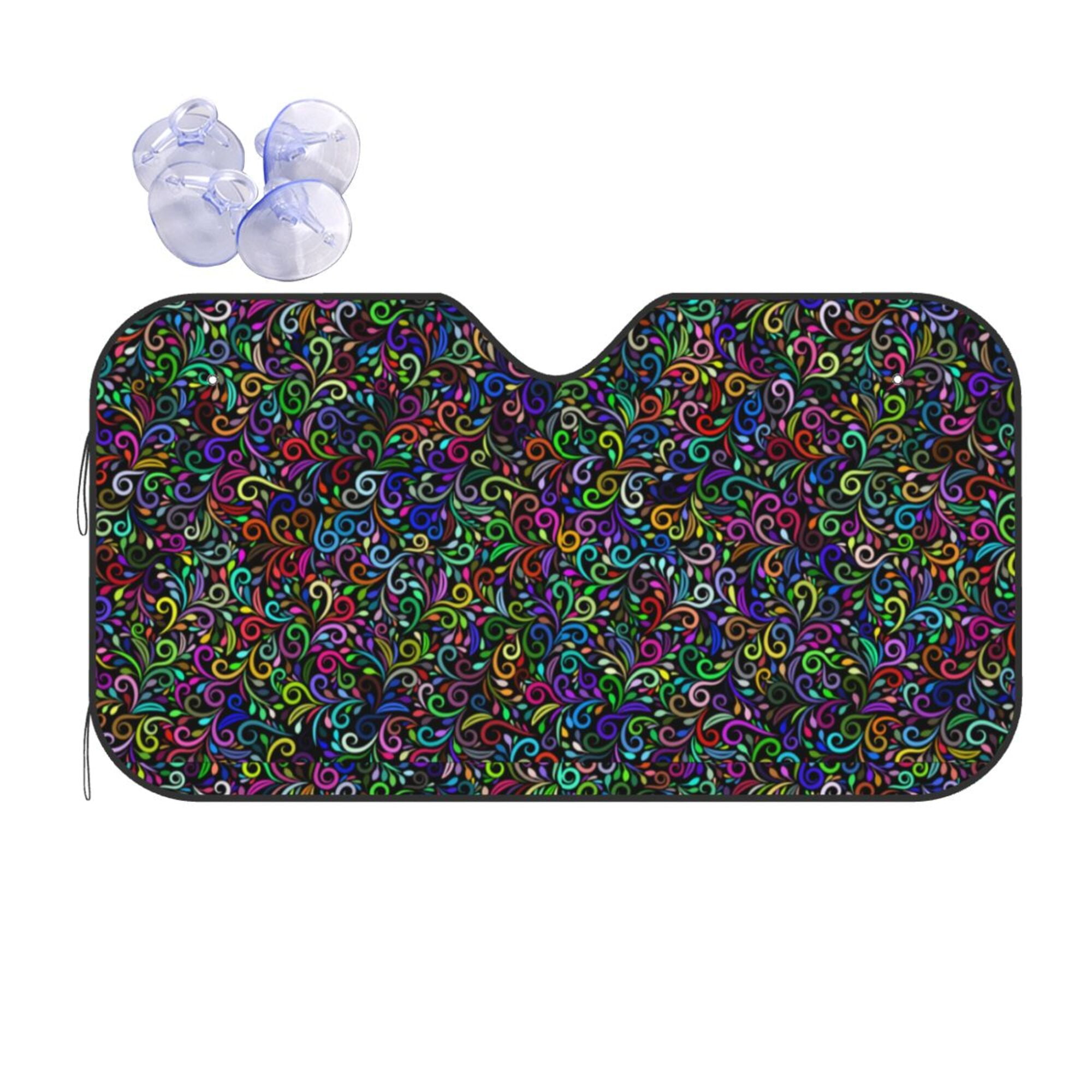 XMXY Car Sun Shade Windshield, Psychedelic Rainbow Floral Automotive ...
