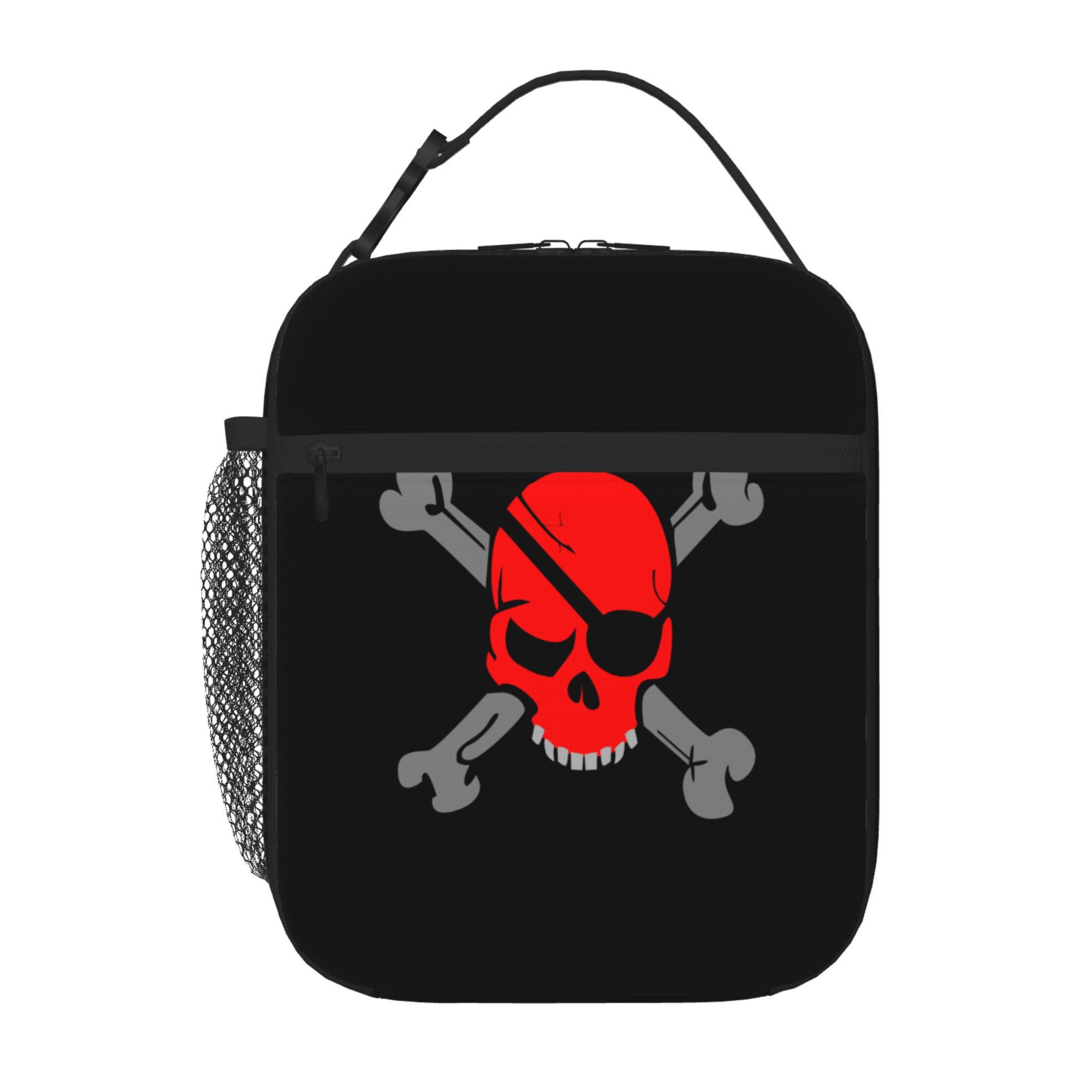 TEQUAN Portable Lunch Bag, Red Pirates Skull Bones Pattern Reusable ...