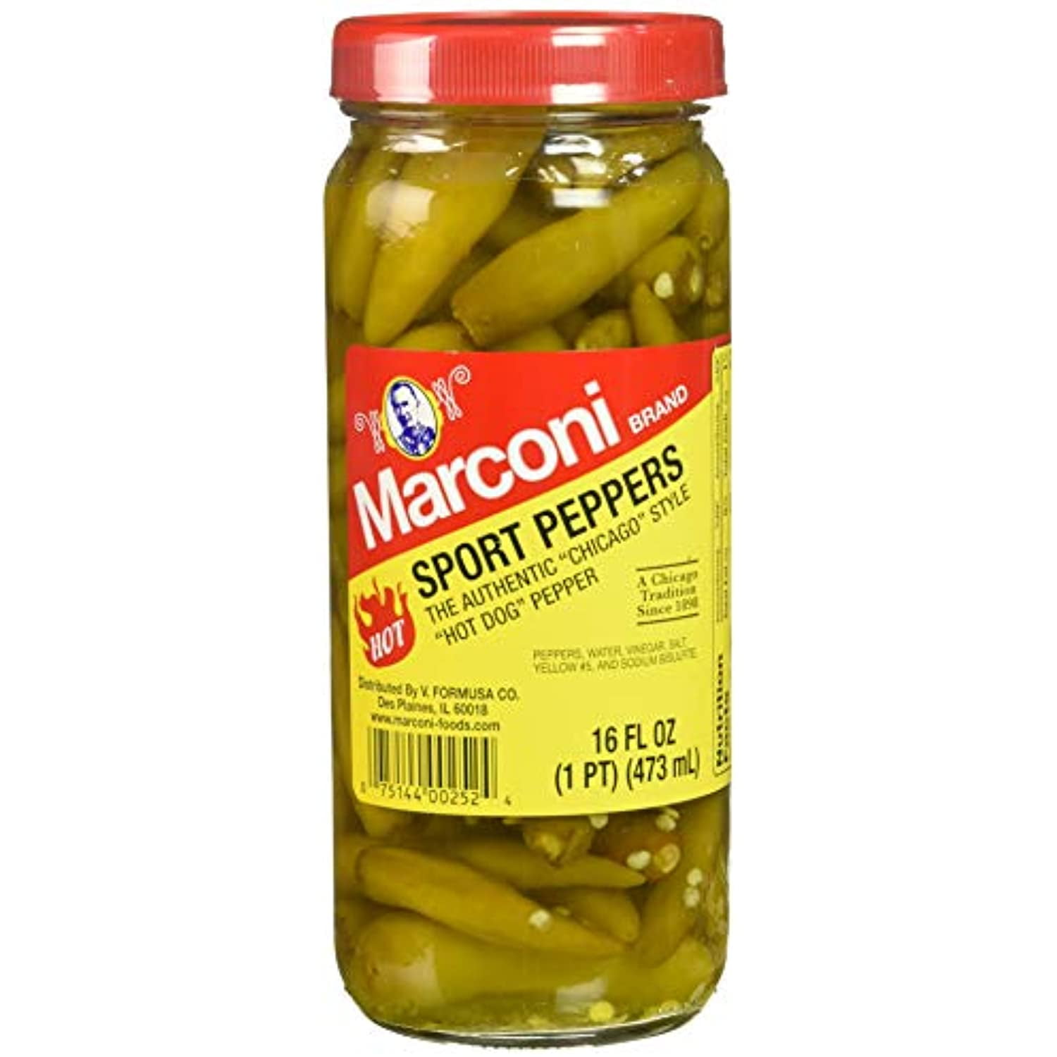 Marconi - The Authentic Chicago Style Hot Sport Peppers, 16 Fl Oz(Pack ...