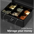 H&S Petty Cash Tin Money Box, Black Steel Lockable Safe, Removable Tray ...