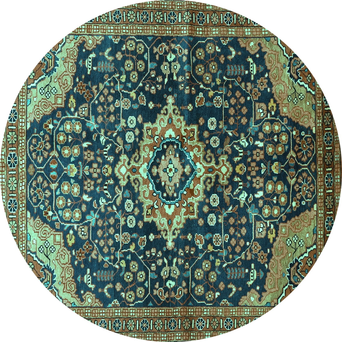 Ahgly Company Indoor Round Persian Turquoise Blue Traditional Area Rugs ...