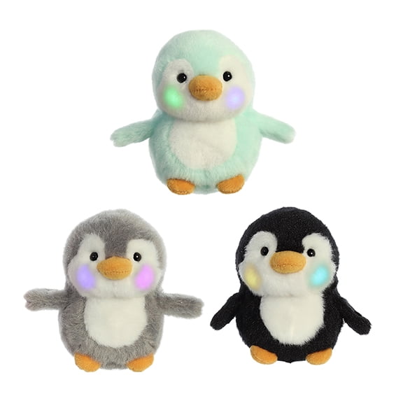 Aurora 4" Twinkle Lights Penguin Plushies Set of 3: Green, Black, Slate ...