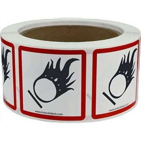 GHS Pictogram Labels Flame Over Circle | 2 x 2" Inch Square | 500 Pack ...