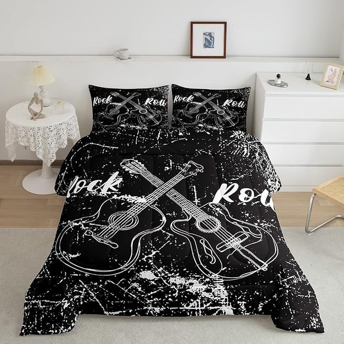 Click here for Yst Rock Roll Music Comforter Sets Twin Size guita... prices