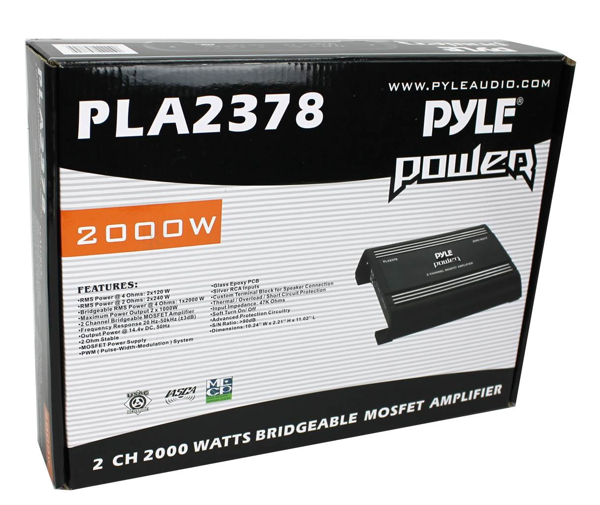 Buy Pyle PLA2378 Bridgeable 2 Channel 2000 Watt Car Audio Mosfet ...