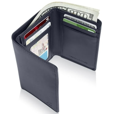 Genuine Leather Trifold Wallets For Men - Mens Wallet With 2 Flip-Up ID ...
