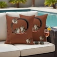 Brown Red Cute Cat Outdoor Waterproof Throw Pillow Covers 20x20 Set of ...