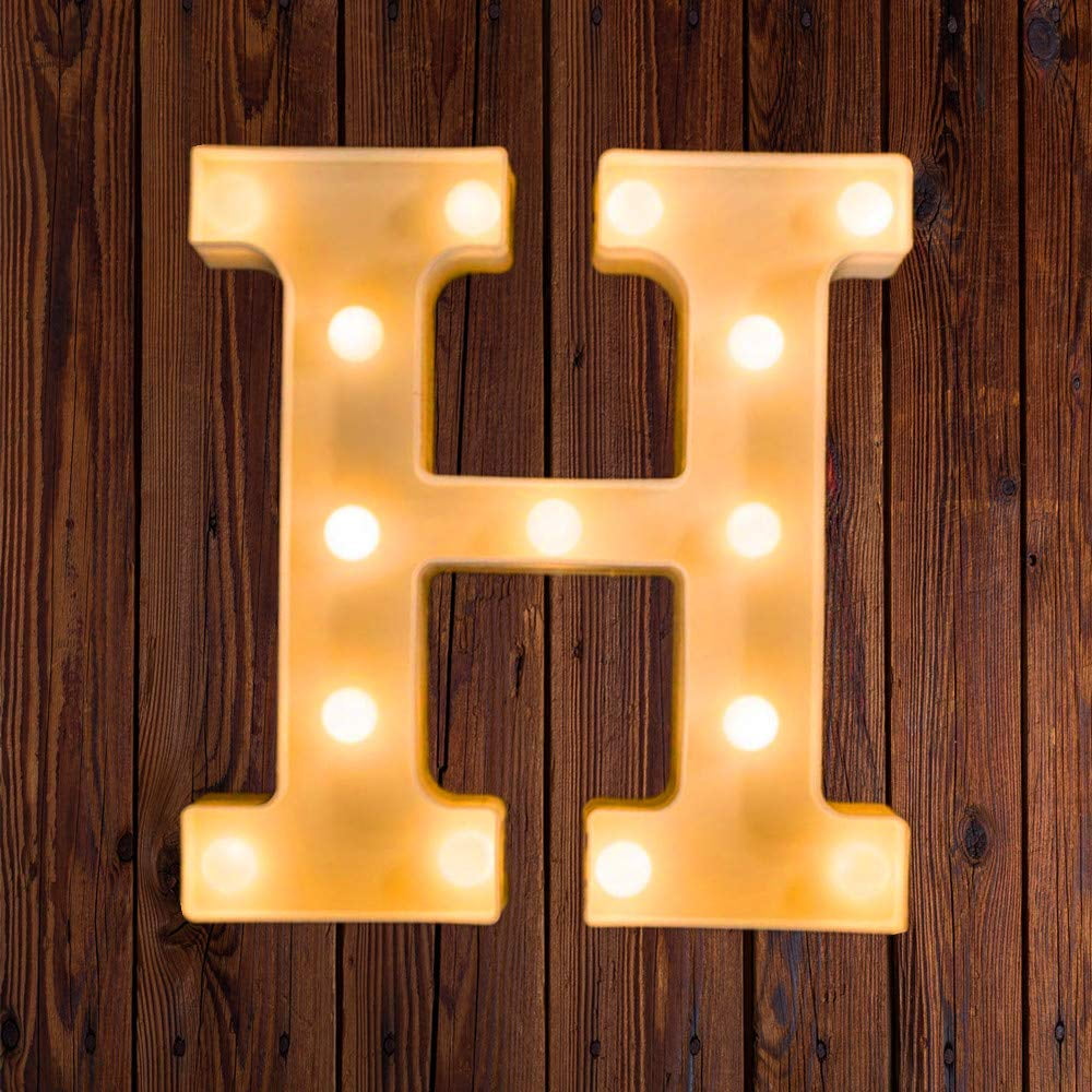 Black & White LED Light Up Sign 2xAA Battery Powered Letter Marquee for ...