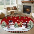 8ft Round Rug Red Christmas Area Rugs for Living Room Bedroom Washable ...