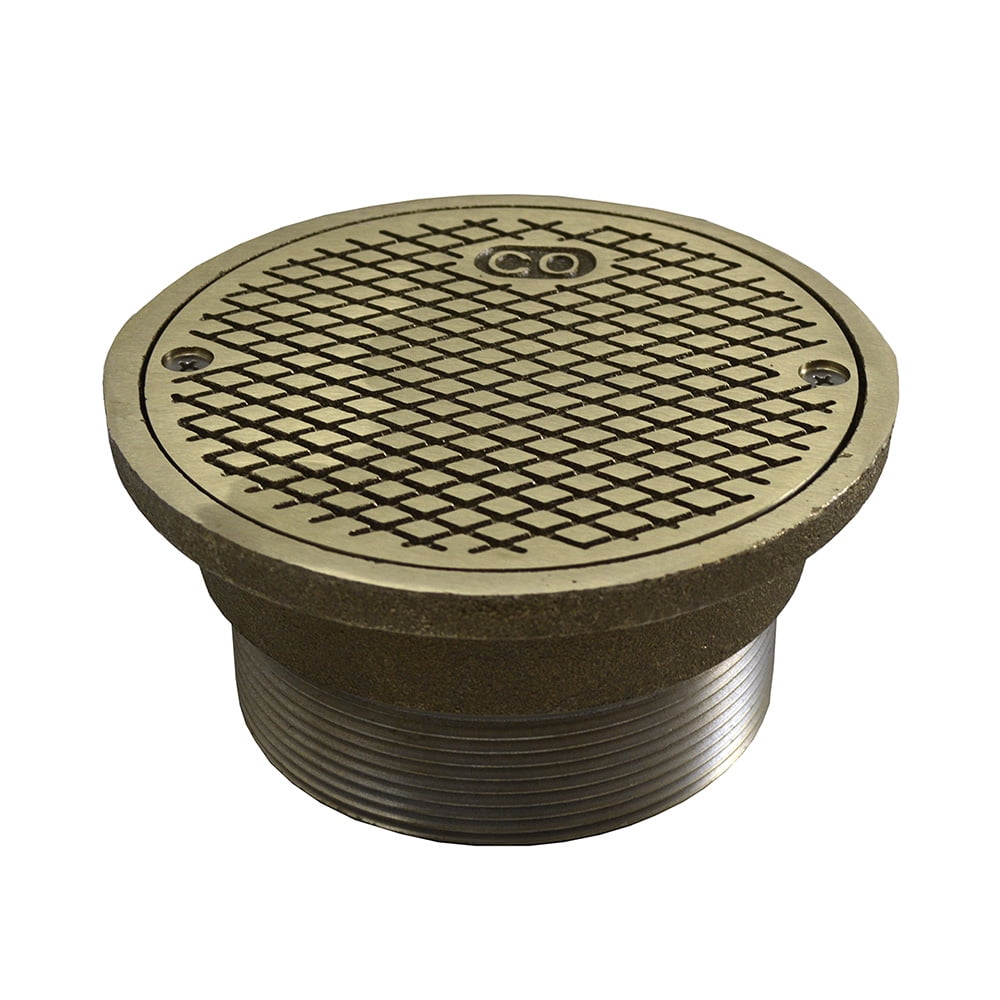 4" Metal Cleanout Spud with 6" Nickel Bronze Round Cover,PartNo C37807 ...