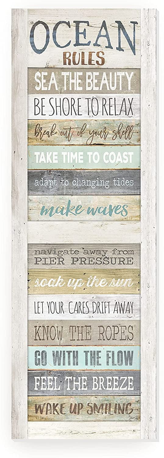 Ocean Rules Rustic Framed Wood Farmhouse Wall Sign 8x24 (Unframed ...