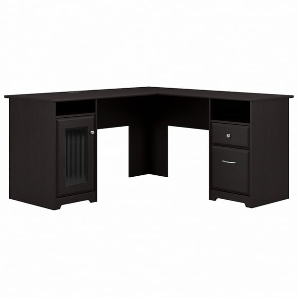 UrbanPro Traditional L Shaped Computer Desk with Storage in Espresso ...