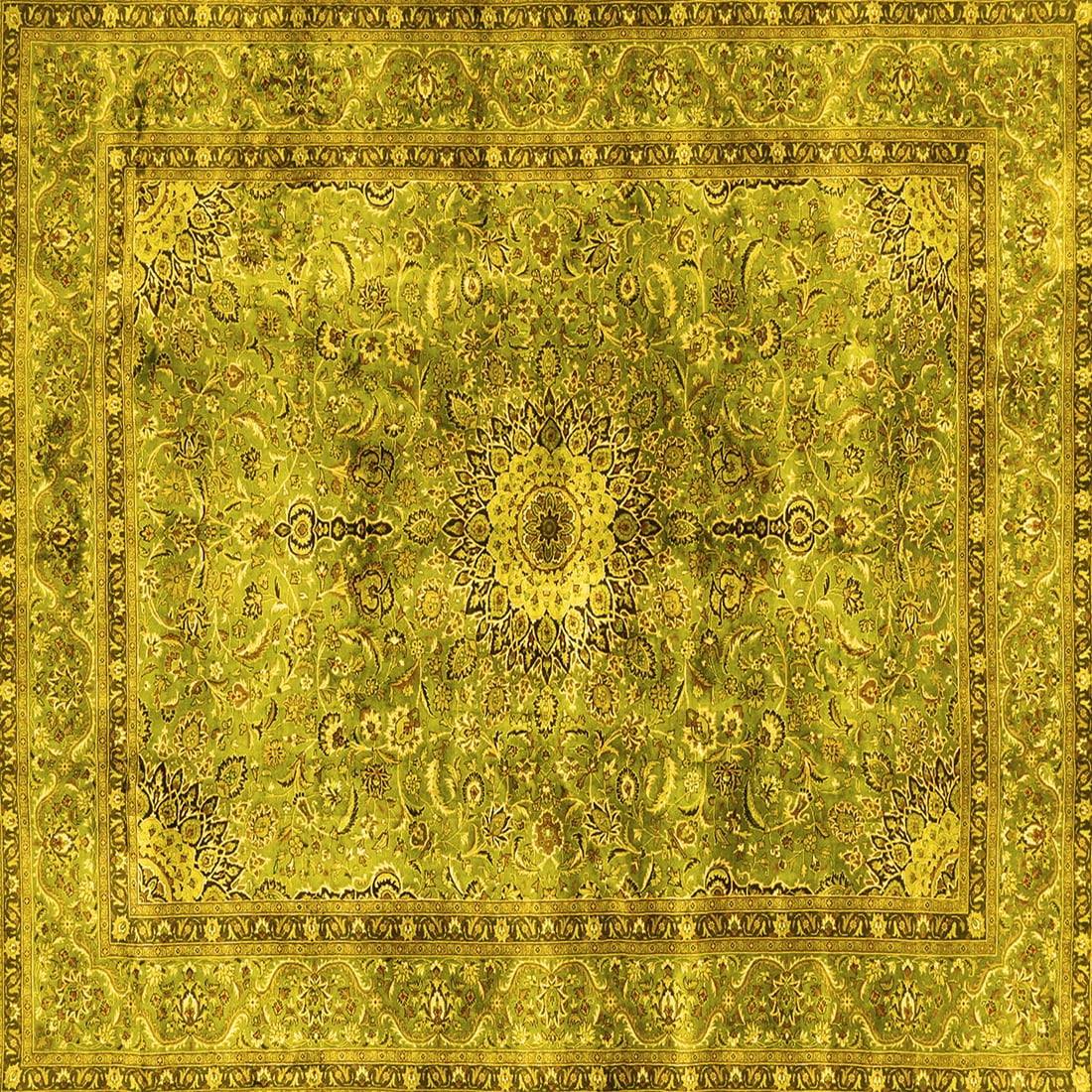 Ahgly Company Indoor Square Persian Yellow Traditional Area Rugs, 7 ...