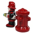 Ebros Fireman Fighter W/ Hose By Red Fire Hydrant Ceramic Salt & Pepper ...