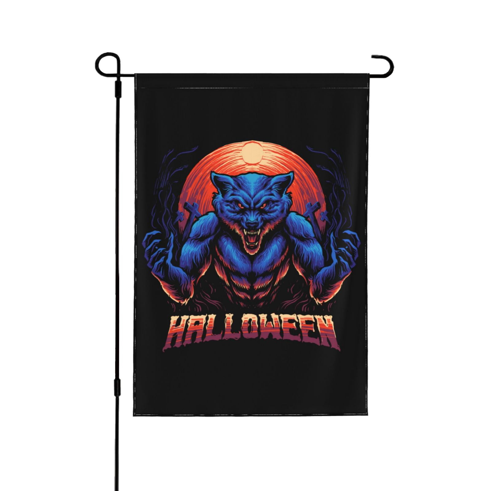 ZNDUO Halloween Blue Werewolf Pattern Halloween Garden Flag, Small Yard ...