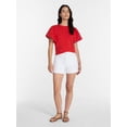 Time and Tru Women's High Rise Patch Pocket Denim Shorts, 4" Inseam ...