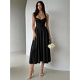 Black Womens Halter Neck Midi Dress With Bowknot Detail, Elegant ...