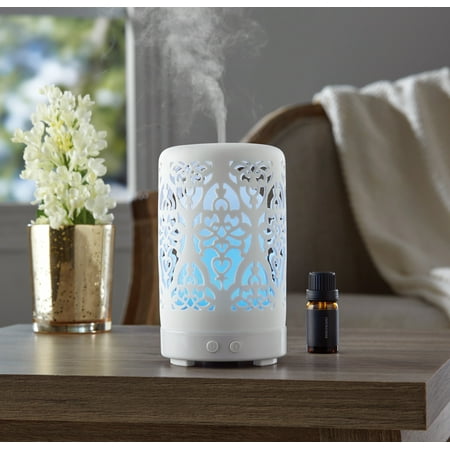 Mainstays Essential Oil Diffuser, White Scroll - Walmart.com