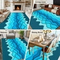 Area Rug for Living Room, Coastal Blue Wave Non-Slip Indoor Large ...
