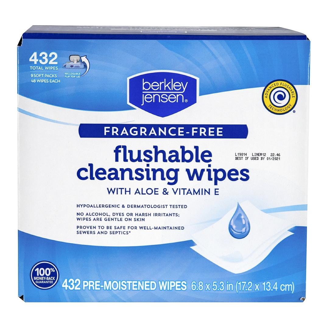 Berkley Jensen Flushable Cleansing Wipes with Aloe and Vitamin E, 432 ... Berkley Jensen Flushable Cleansing Wipes with Aloe and Vitamin E, 432 ...