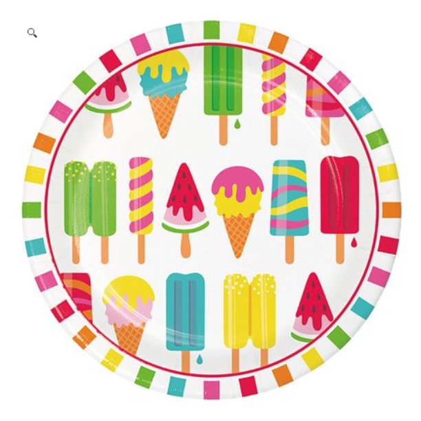Sweet Summer Ice Cream Popsicle 8 Ct Paper 9 inch Dinner Lunch Plates ...