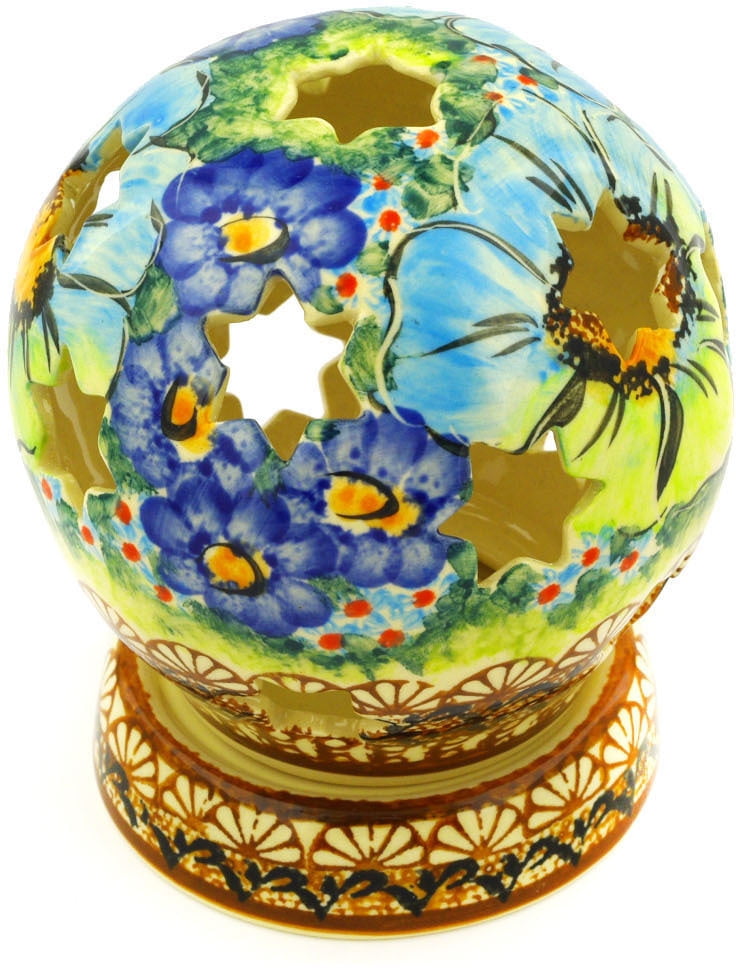 Polish Pottery 5-inch Globe Shaped Candle Holder (Sweet Emotions Theme ...