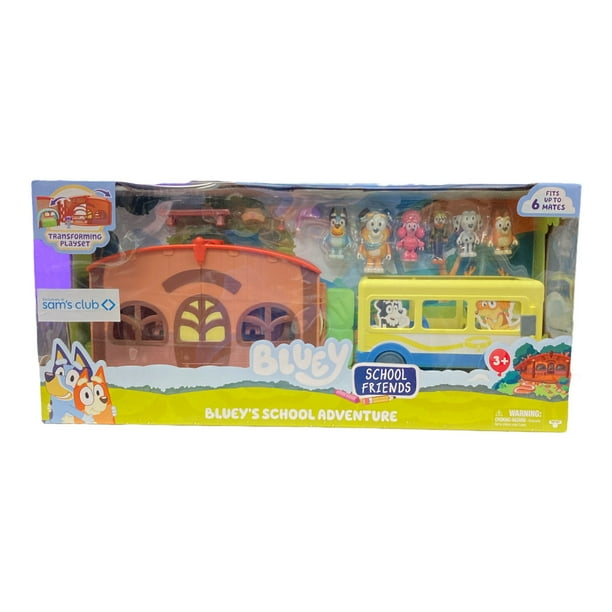 Bluey's School Adventure Playset with Transforming School & Bus - 6 ...