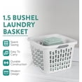 Set of 6, 1.5 bushel capacity square laundry baskets, white – plastic ...