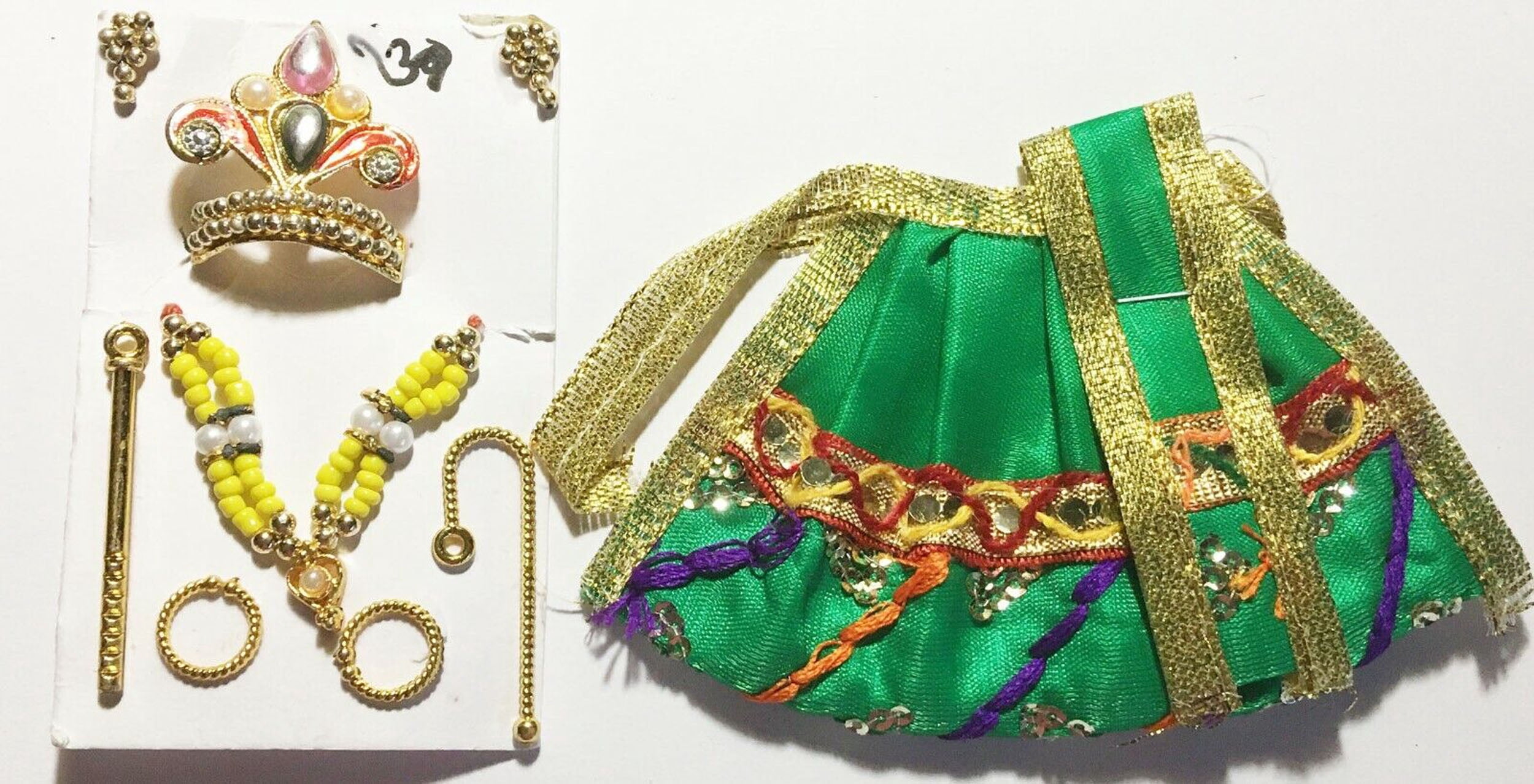 Laddu Gopal Mukut Mala Set Deity Ornament + Mata Rani Dress - Walmart.com