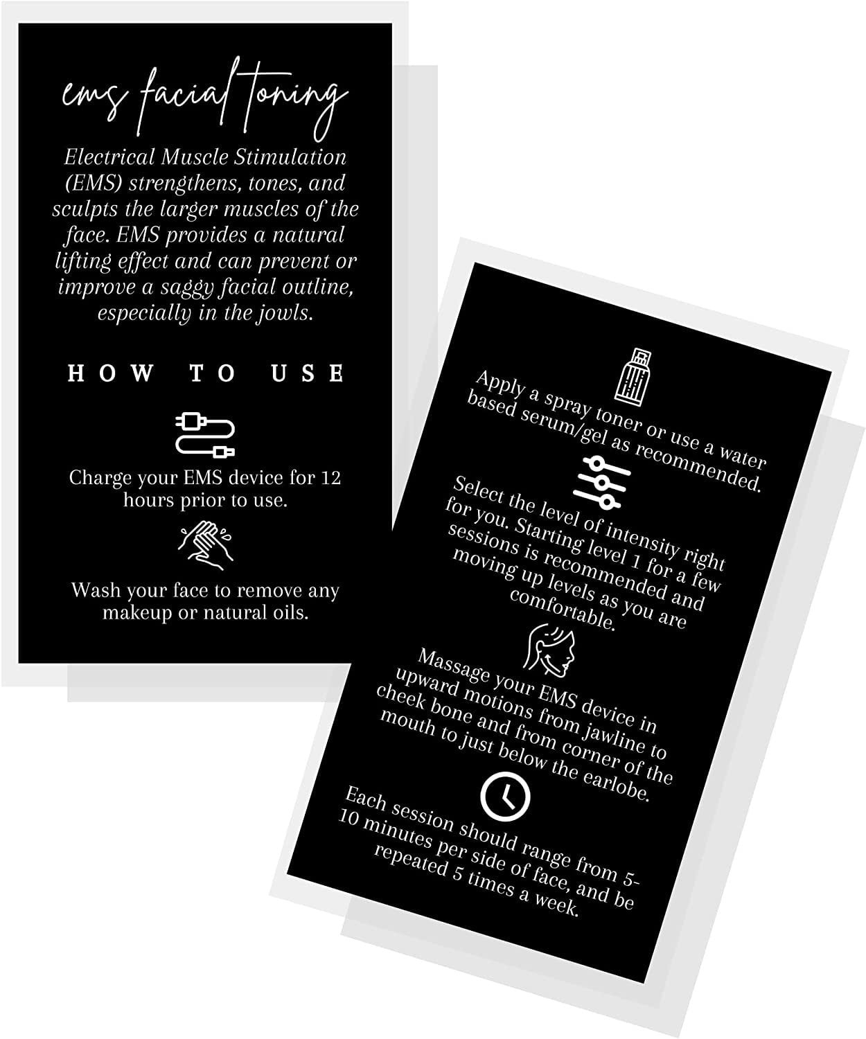 EMS Facial Toning How to & Info Cards Physical Printed 2x3.5 inch ...