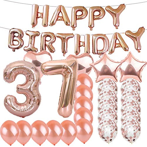 Sweet 37th Birthday Decorations Party Supplies Rose Gold Number 37