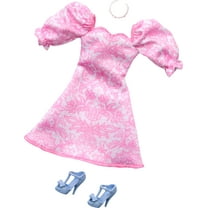 Barbie Fashion Doll Clothing Set, Satiny Party Dress with Ruffles and ...